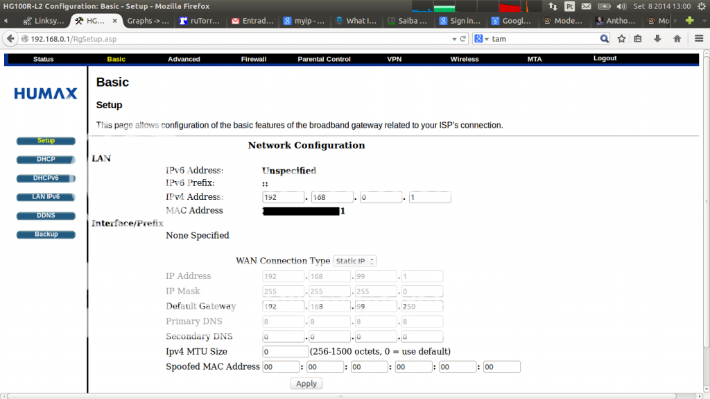 Modem/roteador Humax HG100R-L2 em modo bridge | Fórum Outer Space - O ...